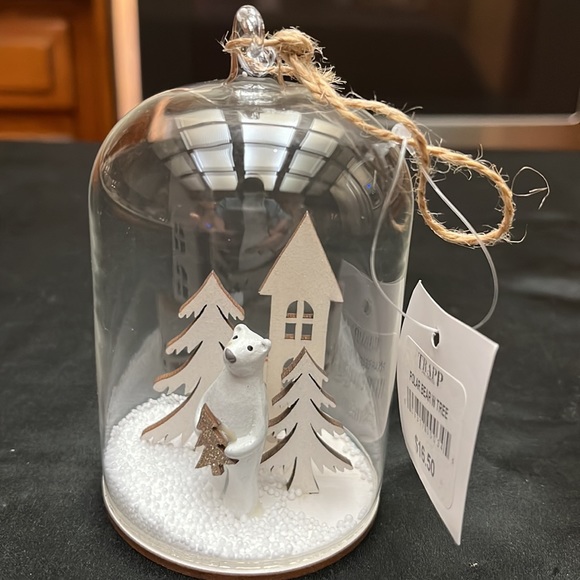 Arty | Holiday | Glass Holiday Globe With Polar Bear Wooden Houses And ...